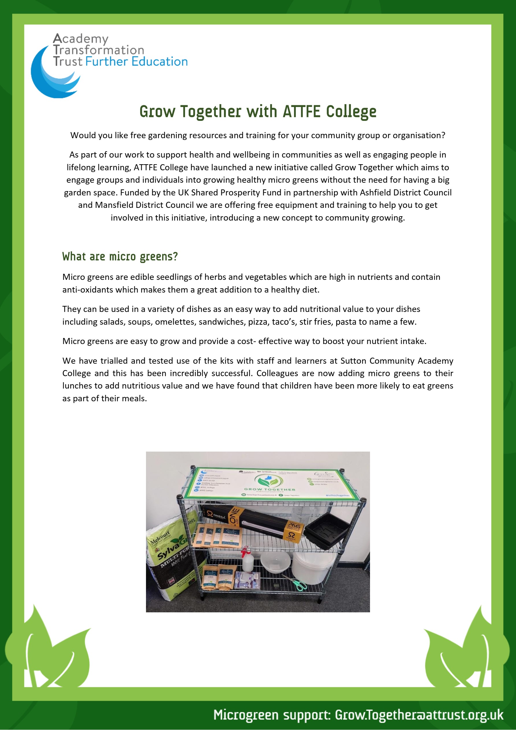 Grow together with ATTFE College